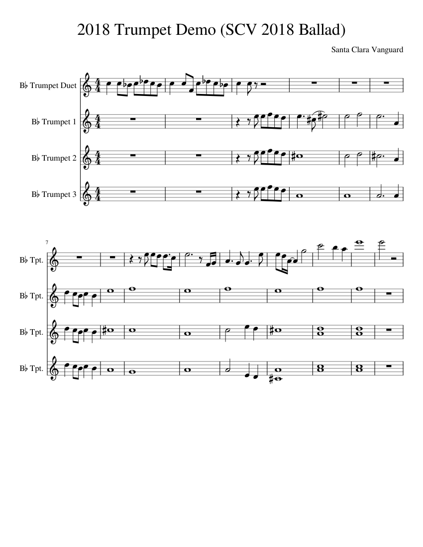 2018 Trumpet Demo (SCV 2018 Ballad) Sheet music for Trumpet in b-flat ...