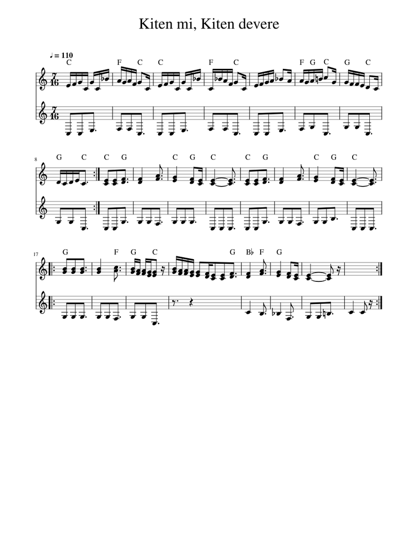 Kiten mi, Kiten devere Sheet music for Piano (Piano Duo) | Musescore.com
