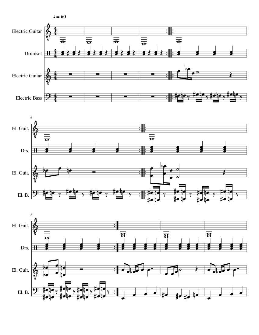 Fear Original doom Metal song Sheet music for Guitar, Bass guitar, Drum ...