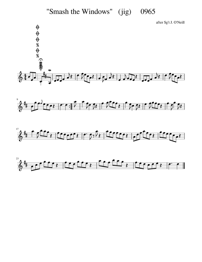 "Smash the Windows" (jig) 0965 Sheet music for Piano (Solo) | Musescore.com