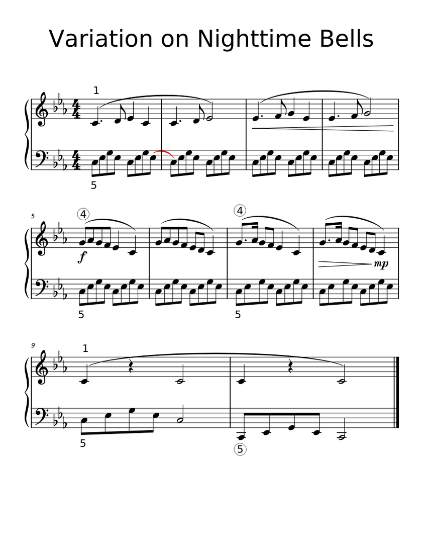Nighttime Bells Are Ringing Variation Sheet music for Piano (Solo) Easy ...