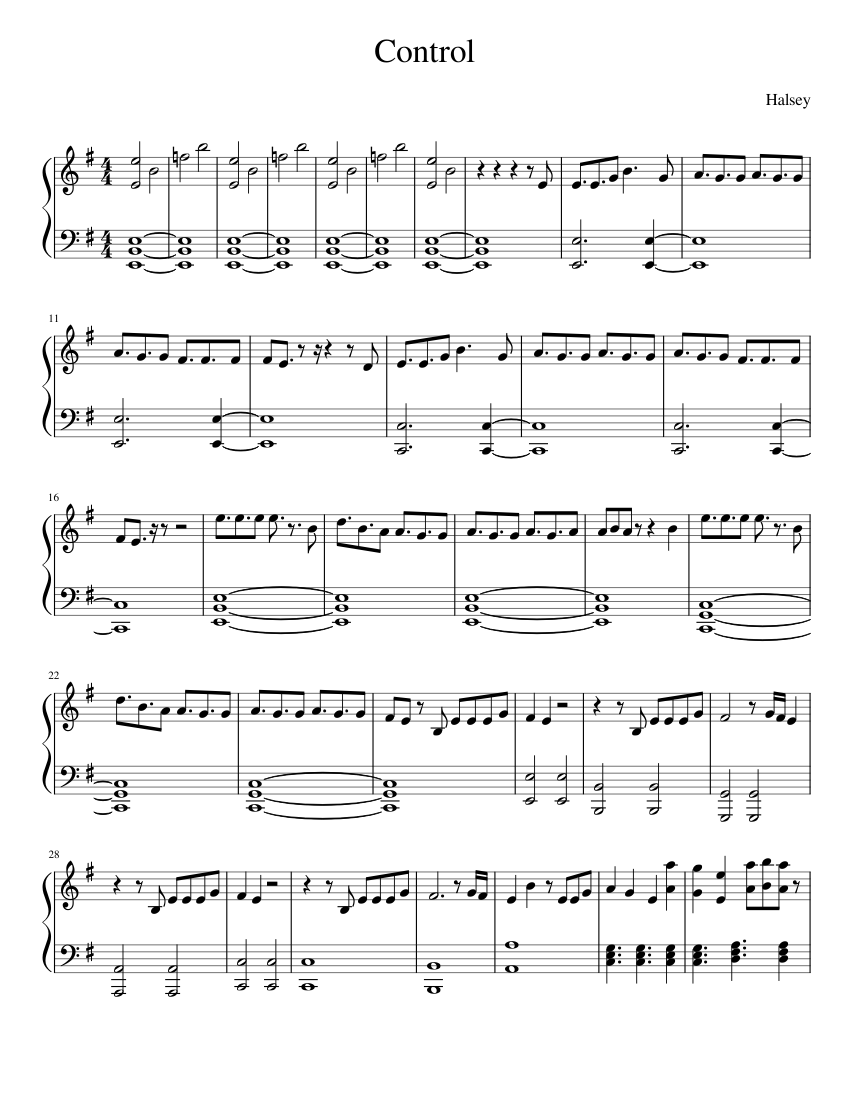 Control - Halsey Sheet Music for Piano (Solo) easy | MuseScore.com