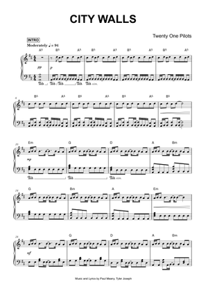 Play Official version of City Walls Sheet Music by Twenty One Pilots ...