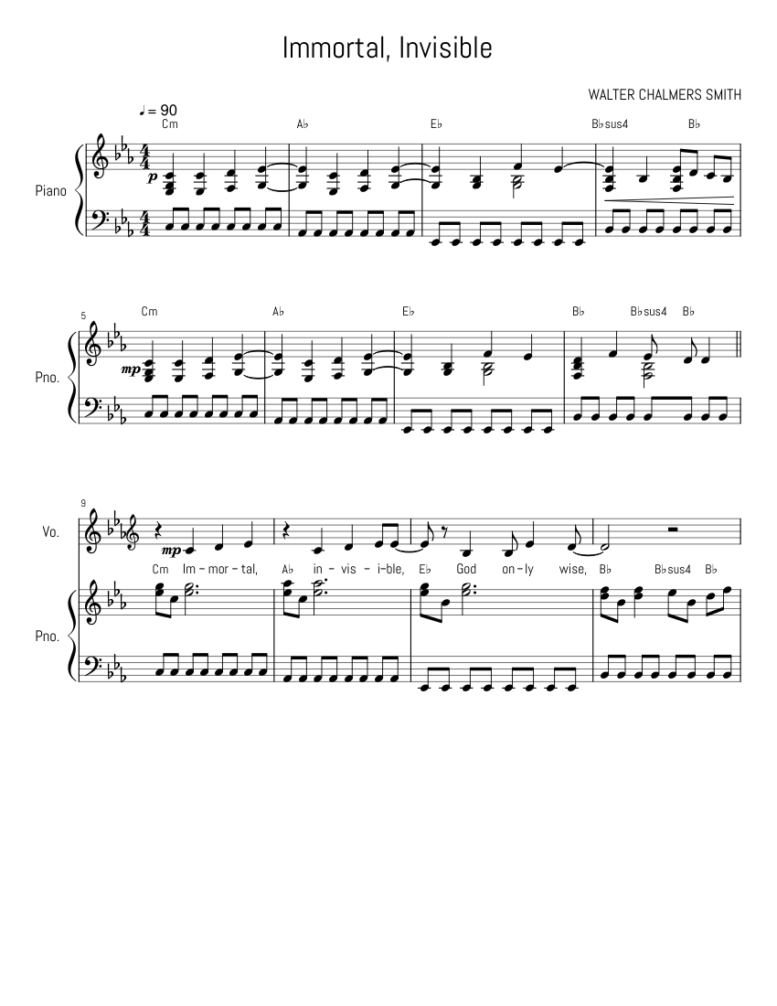 Immortal, Invisible Sheet music for Piano, Vocals (Mixed Trio ...