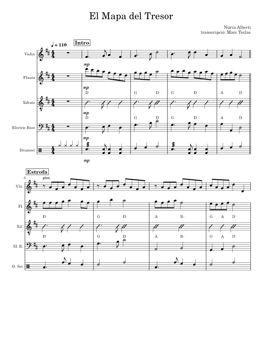 El Mapa del tresor – Núria Alberti Sheet music for Piano, Violin ...