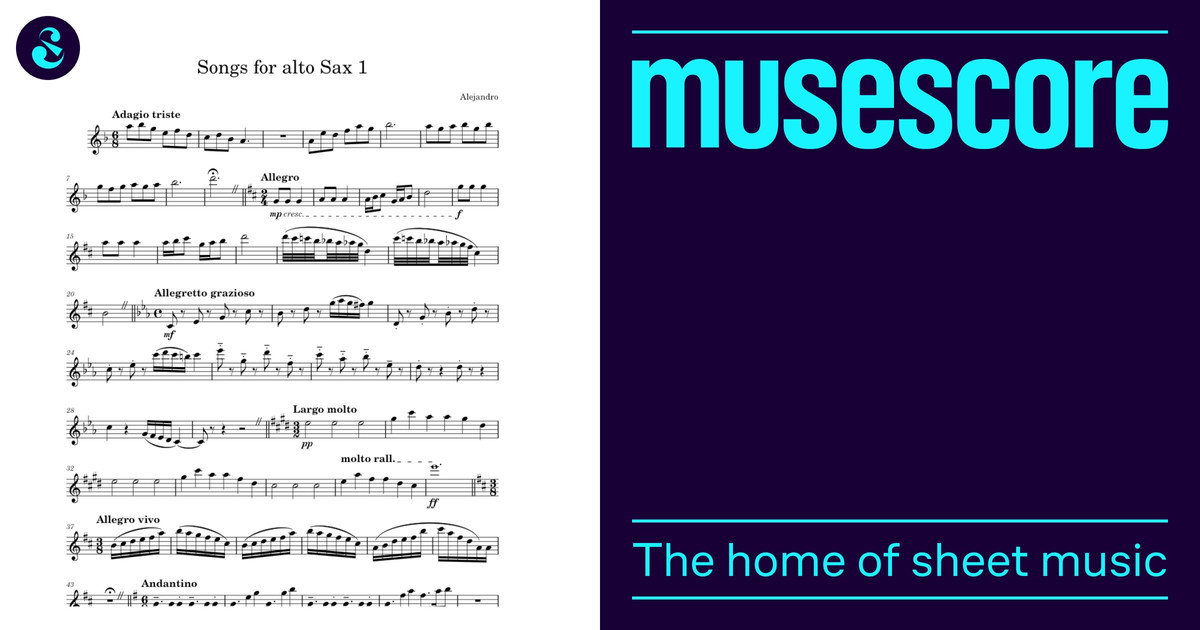 Songs for alto Sax 1 Sheet music for Saxophone alto (Solo) | Musescore.com