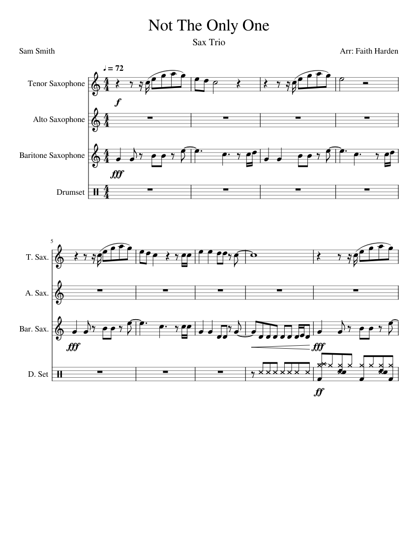 Not The Only One Sheet music for Saxophone alto, Saxophone tenor ...