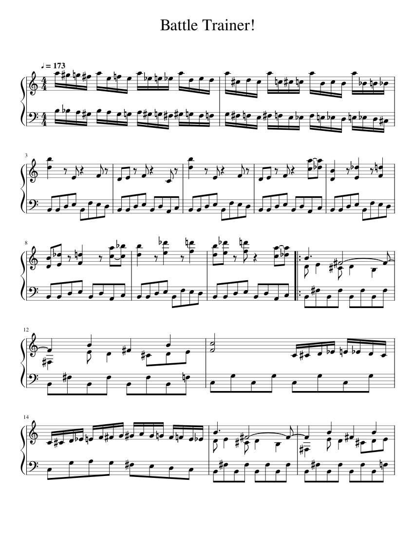 Battle! Trainer Sheet Music for Piano (Solo) | MuseScore.com