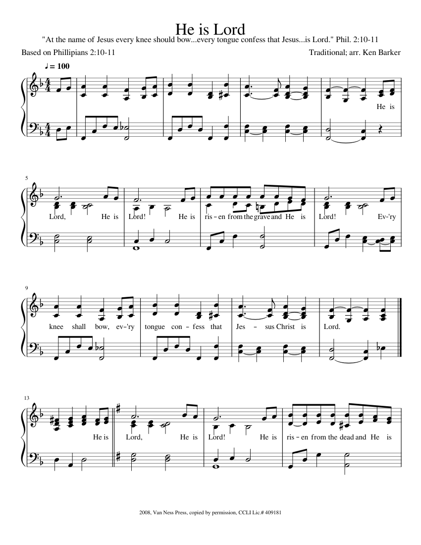 He is Lord Sheet Music for Piano (Solo) | MuseScore.com