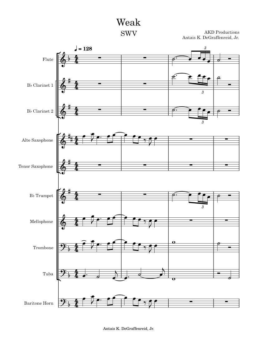 Weak – SWV Sheet music for Trombone, Tuba, Mellophone, Flute & more ...