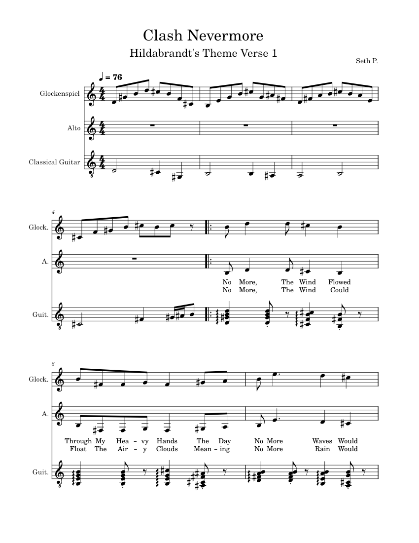 Clash Nevermore Sheet music for Alto, Glockenspiel, Guitar (Mixed Trio ...