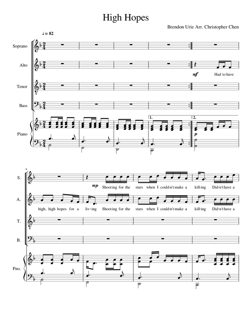 High Hopes Sheet music for Piano, Soprano, Alto, Tenor & more ...