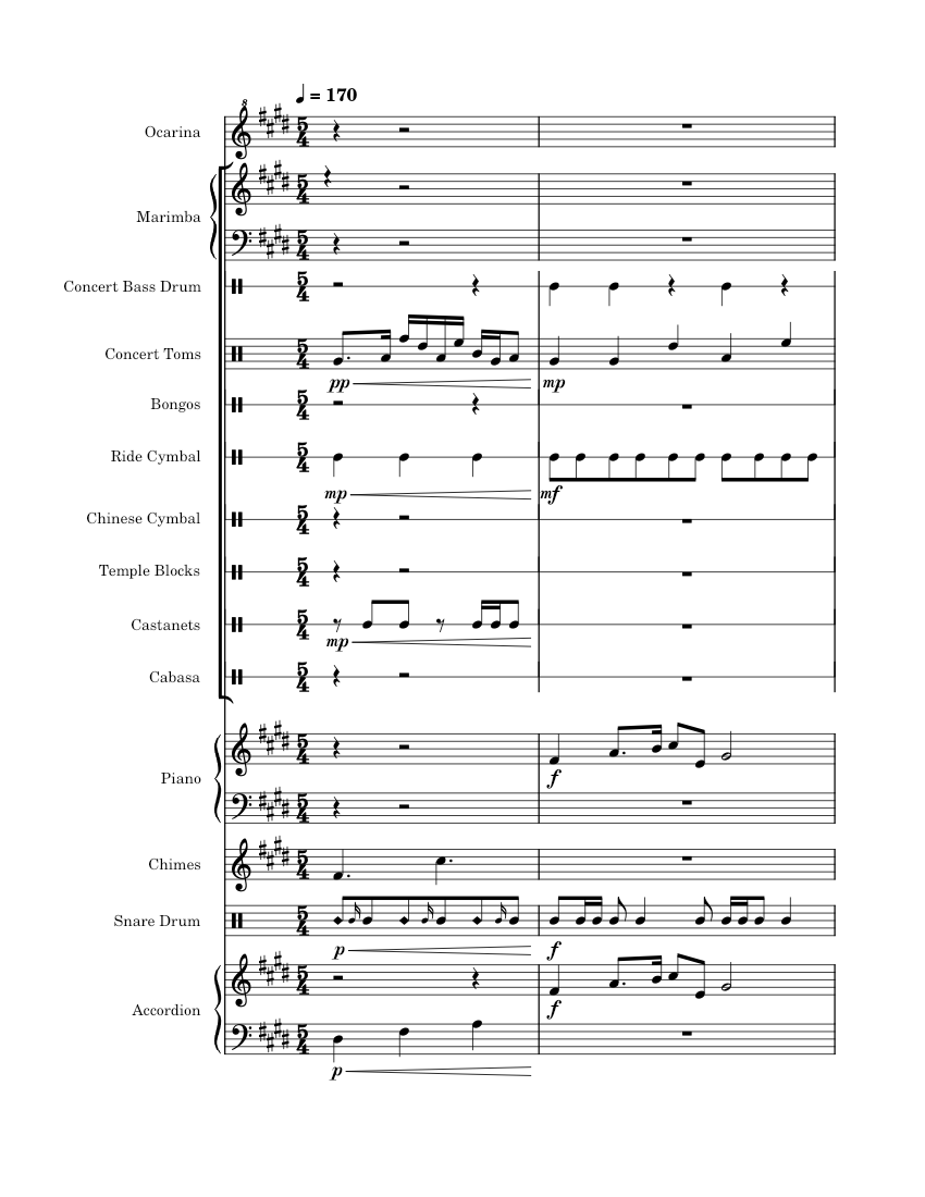 Untitld-2 Sheet music for Piano, Accordion, Snare drum, Bass drum ...