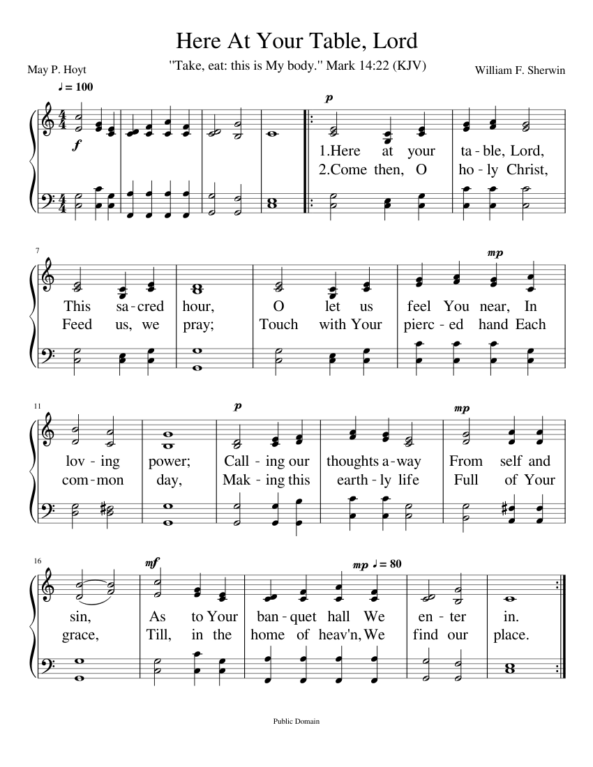 Here At Your Table Lord Sheet music for Piano (SATB) Easy | Musescore.com