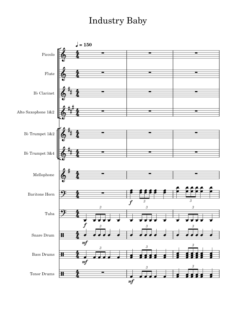 Industry Baby – Lil Nas X Sheet music for Tuba, Mellophone, Flute ...