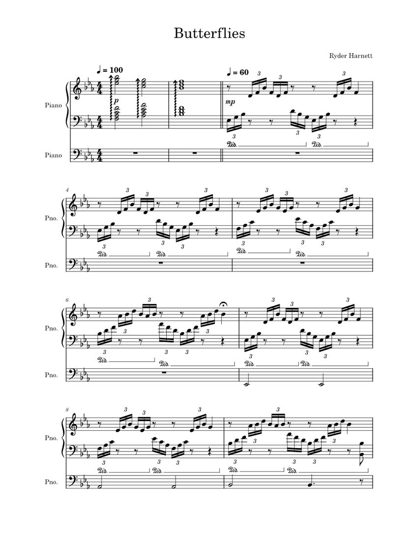 Butterflies Sheet Music for Piano (Solo) | MuseScore.com