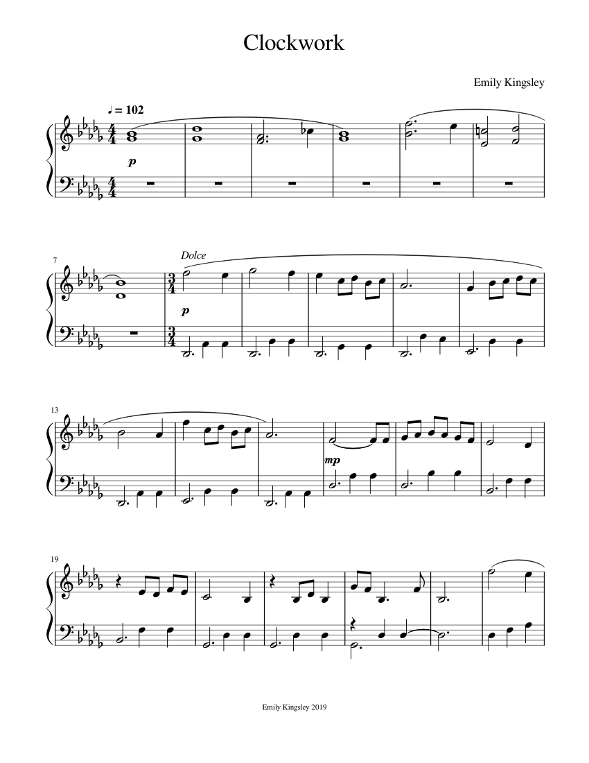 Clockwork Sheet music for Piano (Solo) Easy | Musescore.com