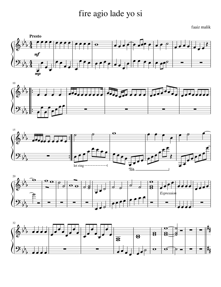fire agio lade yo si Sheet music for Piano (Solo) Easy | Musescore.com