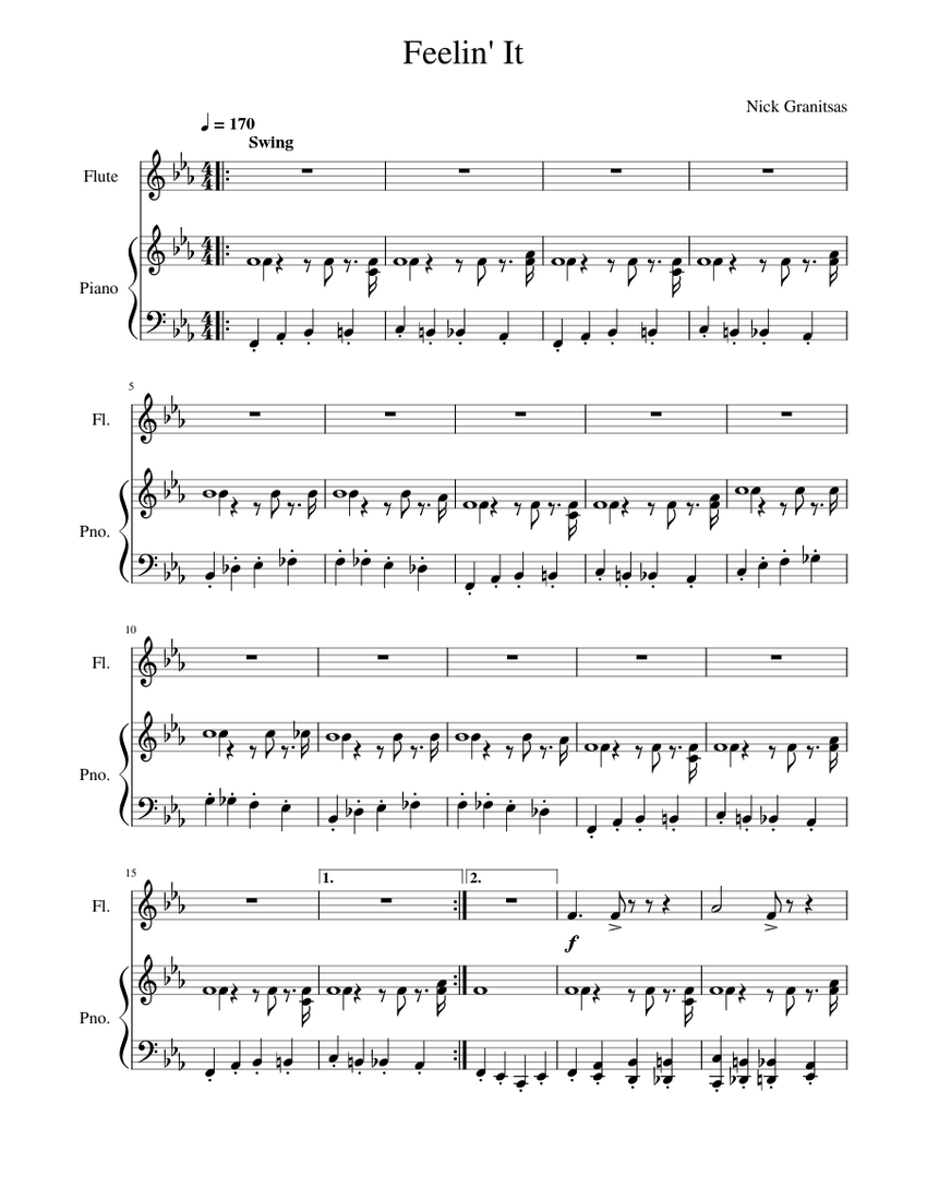 Feelin' It Sheet music for Piano, Flute (Mixed Duet) | Musescore.com