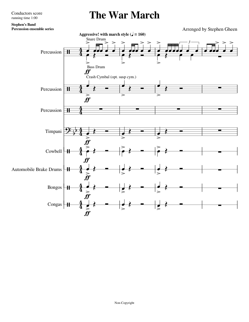 The War March - Stephen Gheen Sheet music for Timpani, Drum group ...