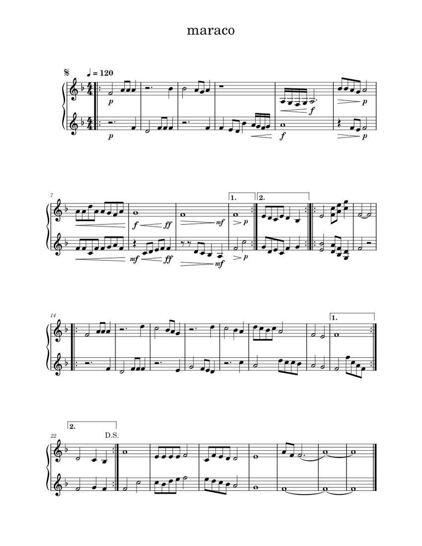 maraco Sheet Music for Piano (Solo) Easy | MuseScore.com