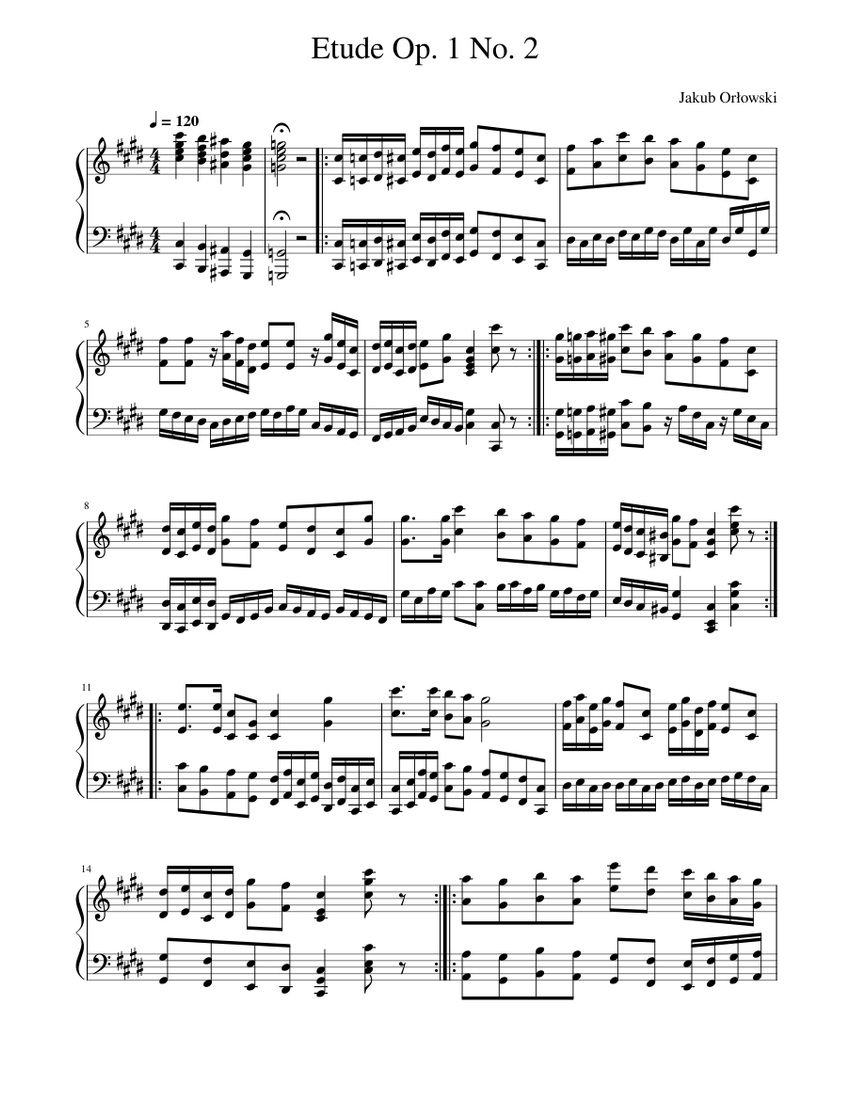Etude op. 1 no. 2 - Jacob Orlowski Sheet music for Piano (Solo ...