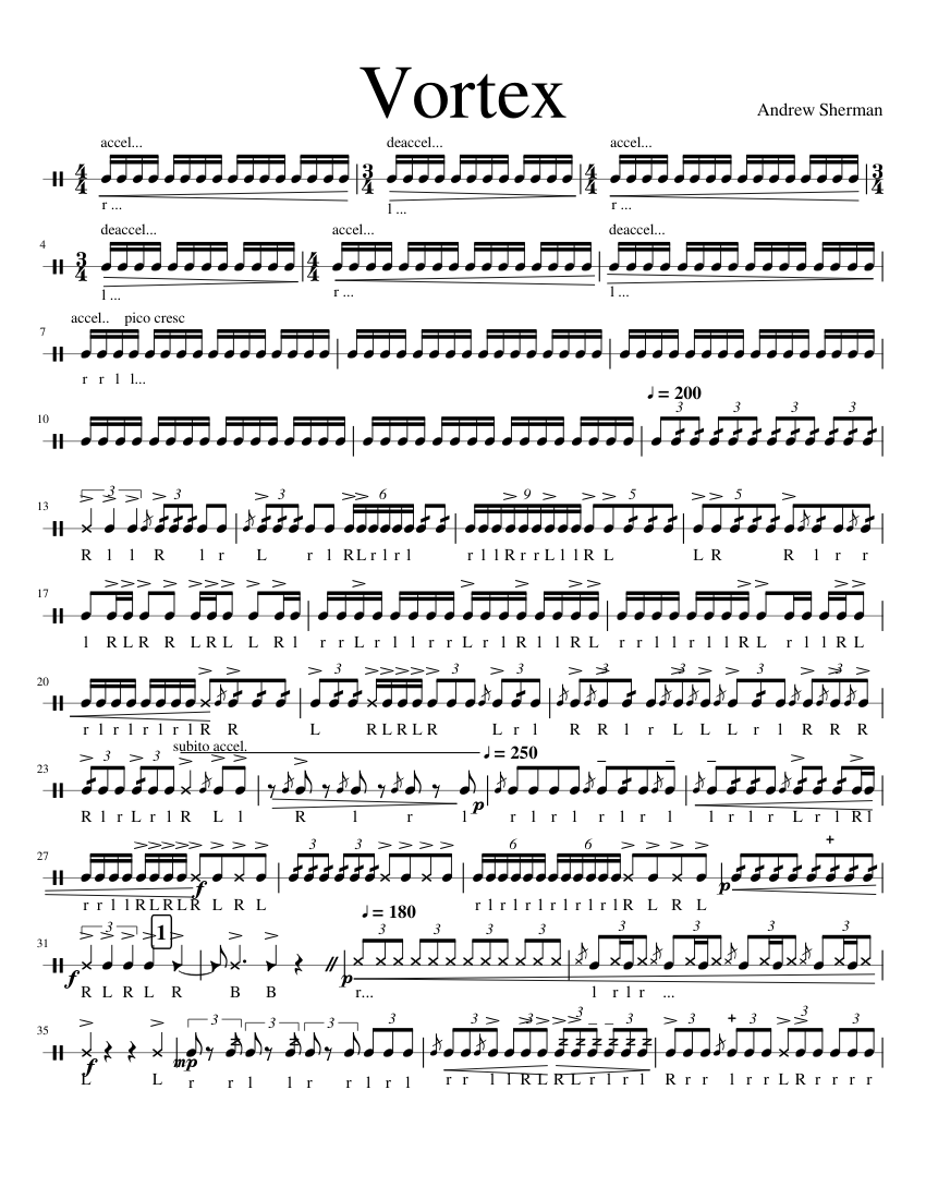 Vortex Sheet music for Snare drum (Solo) | Musescore.com