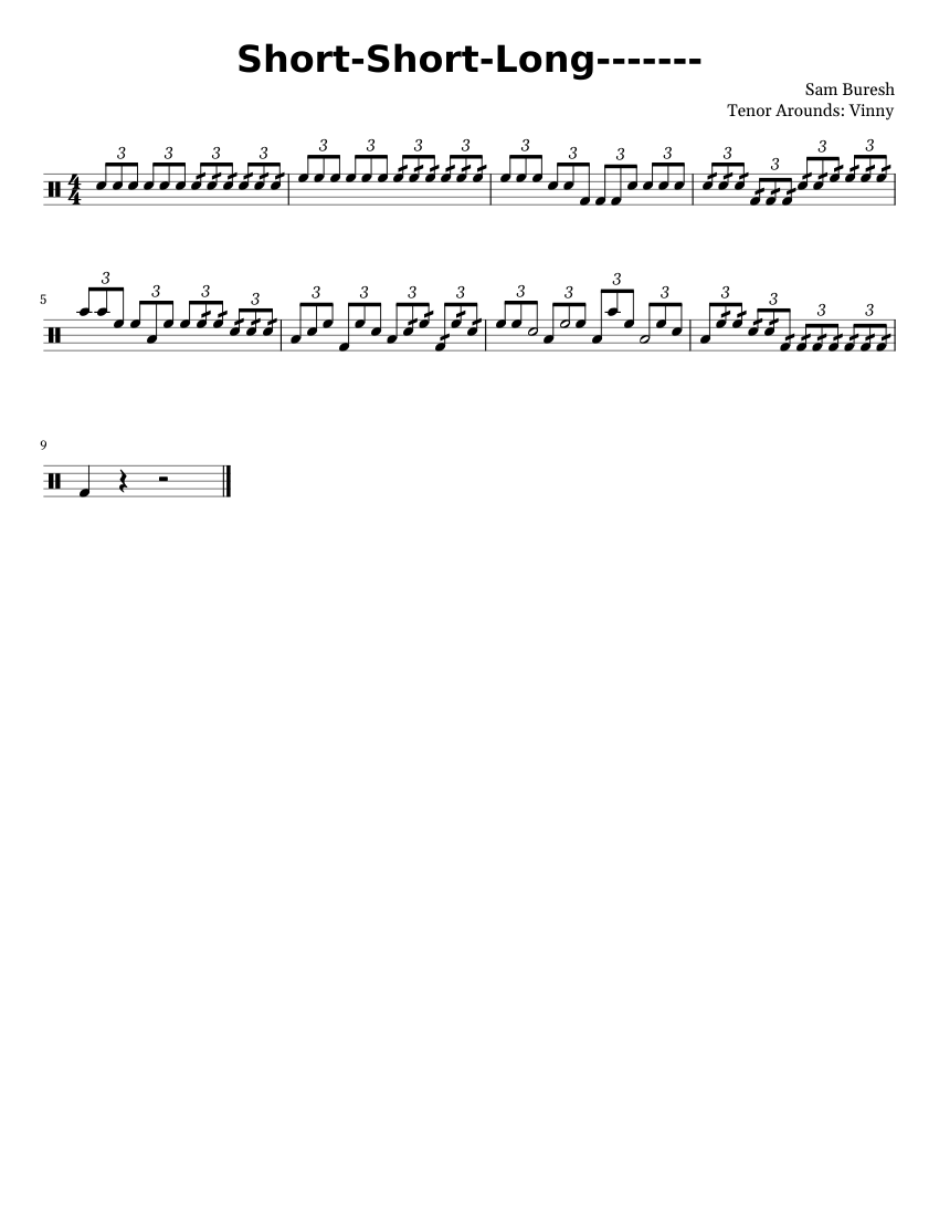 Short-Short-Long------- Sheet music for Tenor drum (Solo) | Musescore.com