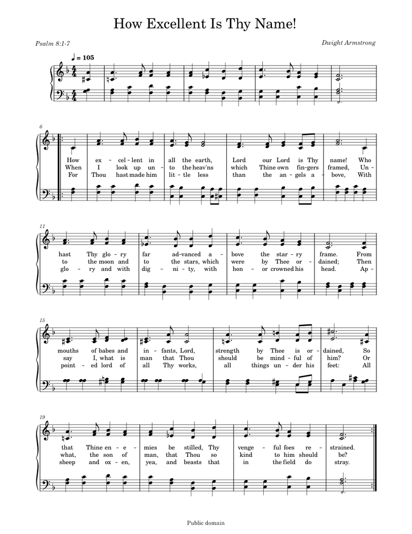 How Excellent Is Thy Name! – Dwight Armstrong Sheet Music for Piano ...