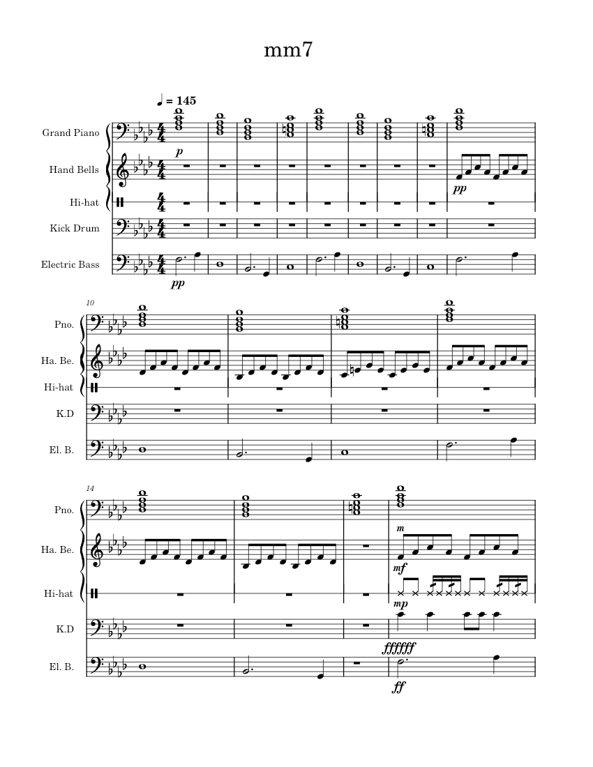 mm7 Sheet Music for Piano, Bass guitar, Handbells, Hi-hat (Mixed ...