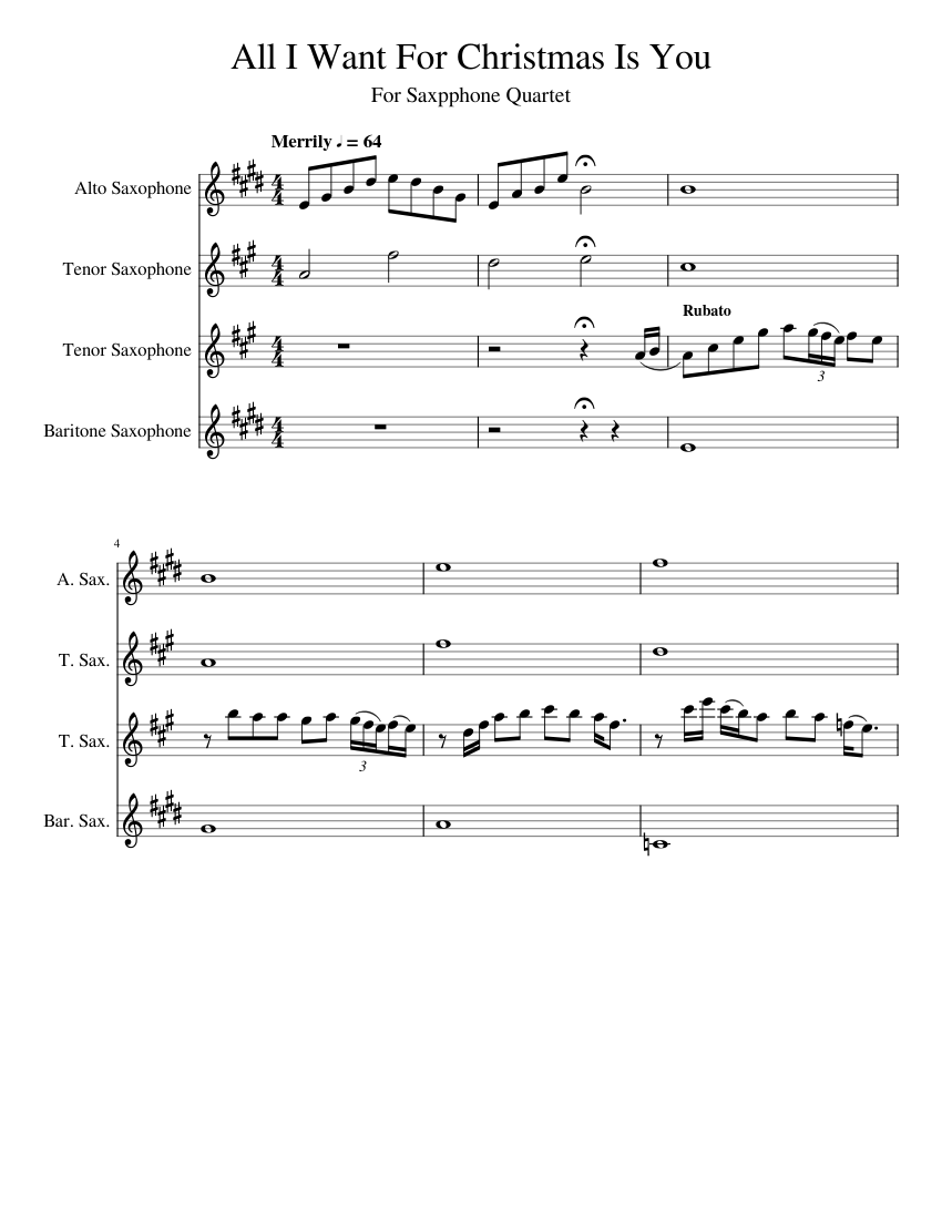All I Want For Christmas Is You Sheet music for Saxophone alto ...