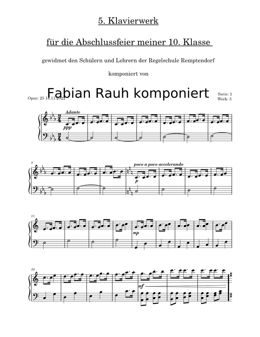 A piano piece for my 10th grade graduation ceremony. Sheet music for ...