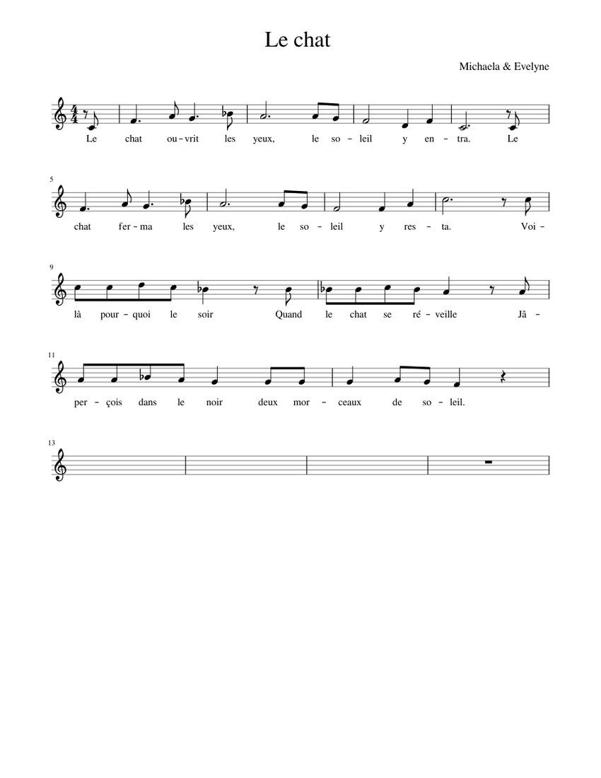 Le chat Sheet music for Piano (Solo) Easy | Musescore.com