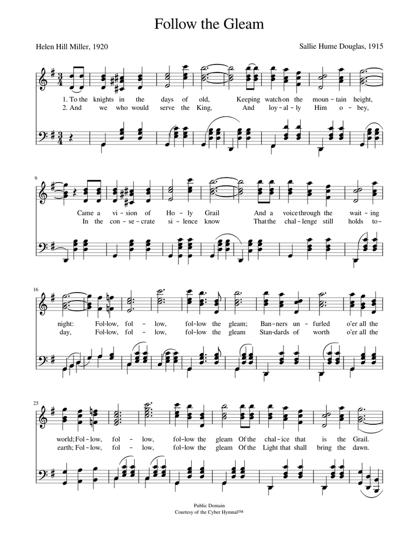Follow the gleam - Sallie H. Douglas Sheet Music for Piano (Piano Duo ...