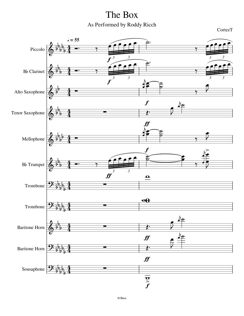 The Box Sheet music for Trombone, Mellophone, Flute piccolo, Clarinet ...
