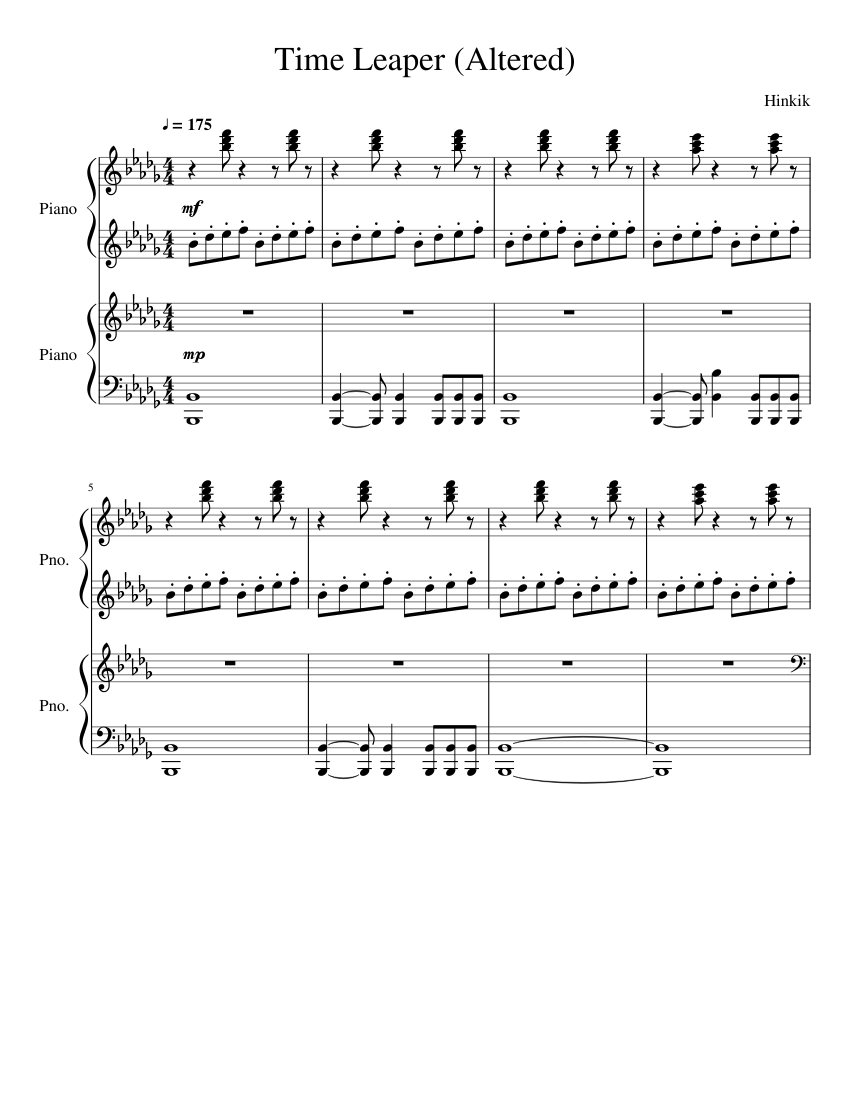 Time Leaper by Hinkik (Altered, Original Score by Vortex Music) Sheet ...