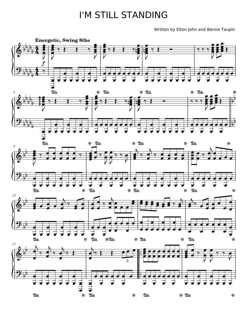 I'm still standing – Elton John Im Still Standing - Elton John Sheet ...