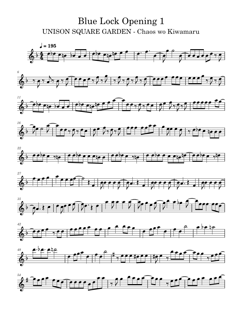 Blue Lock Opening 1 Sheet Music for Flute (Solo) | MuseScore.com