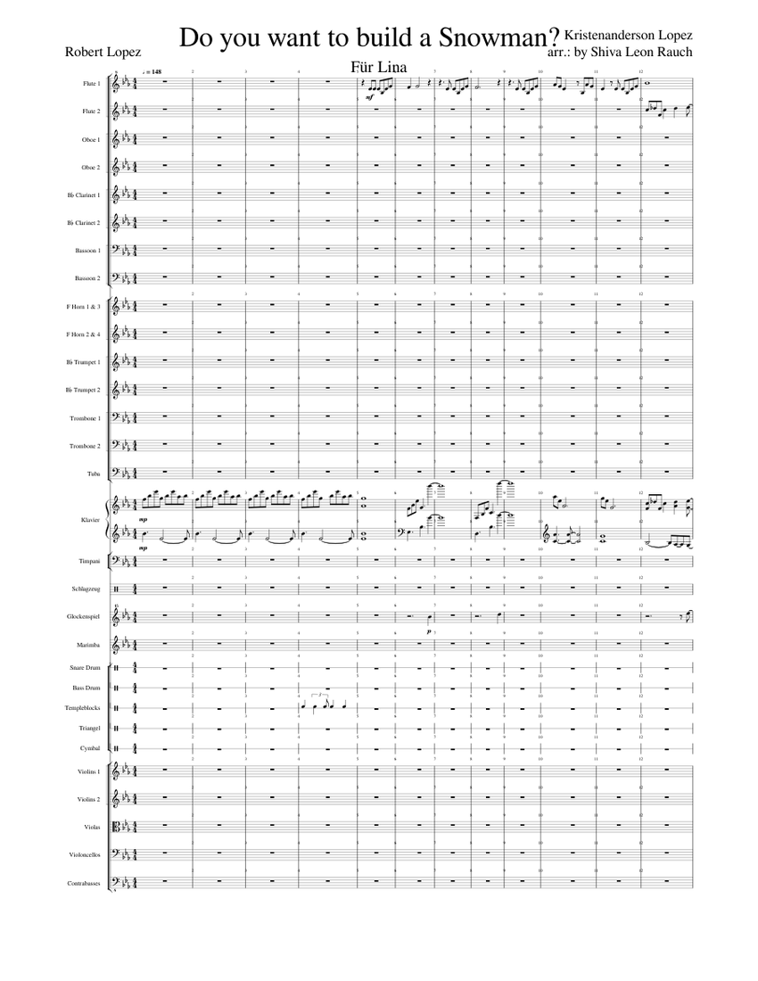 Do You Want to Build a Snowman? Sheet Music for Piano, Trombone, Tuba ...