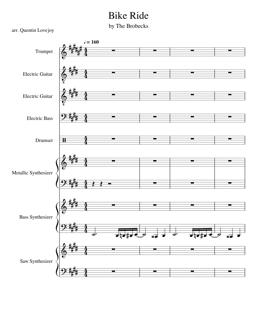 Bike Ride Sheet Music for Guitar, Bass guitar, Drum group, Synthesizer ...