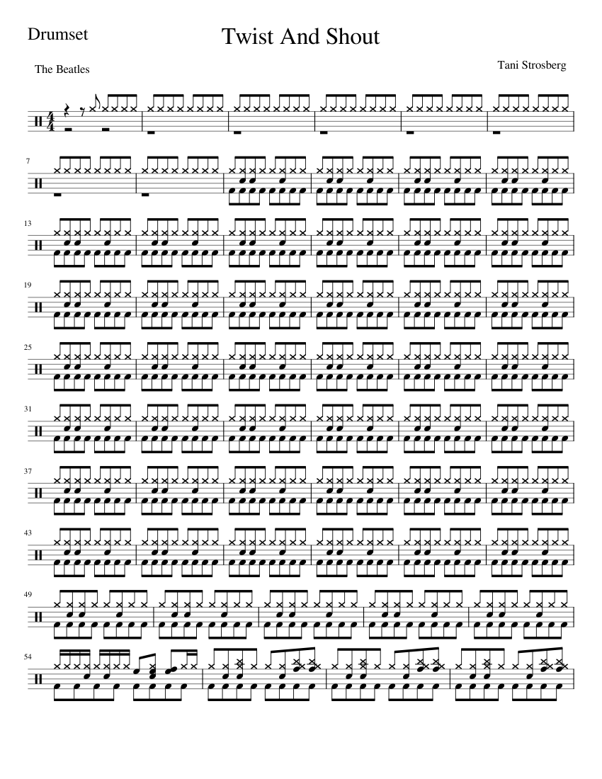 Twist And Shout Collab Final - Drumset Sheet Music for Drum group (Solo ...