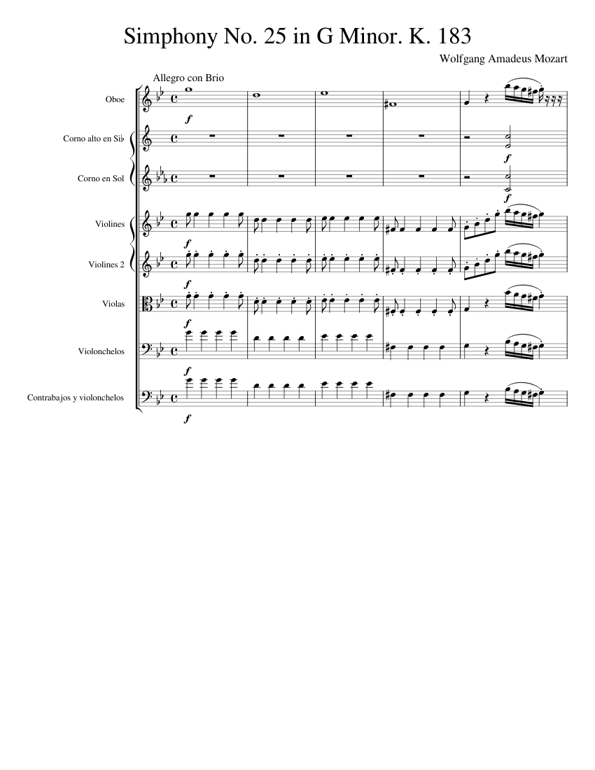 Symphony No. 25 in G Minor. K. 183: Allegro con brio. – Wolfgang ...