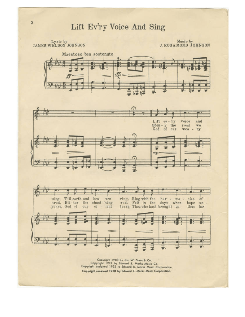 Lift Every Voice and Sing Sheet Music for Piano (SATB) easy | MuseScore.com
