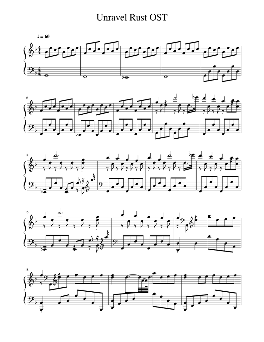 Unravel Rust OST Sheet Music for Piano (Solo) | MuseScore.com
