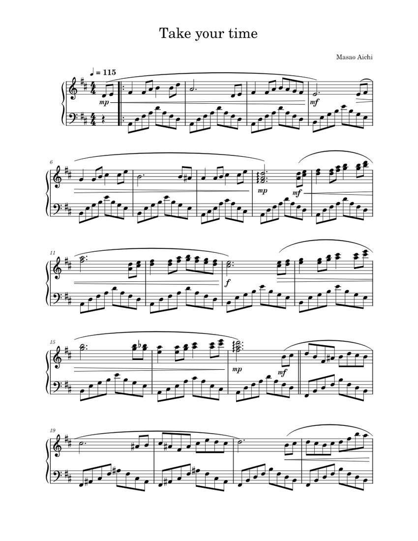 Take your time Sheet Music for Piano (Solo) | MuseScore.com