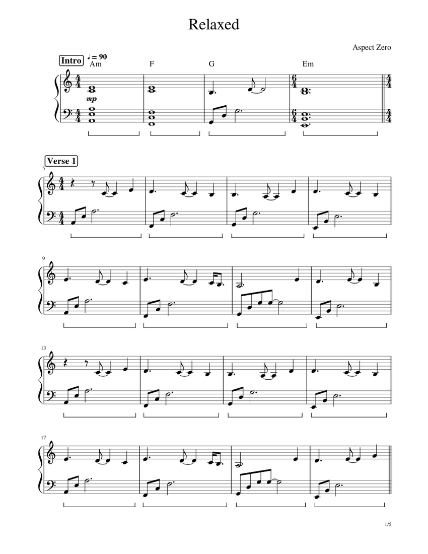 Relaxed Sheet music for Piano (Solo) | Musescore.com