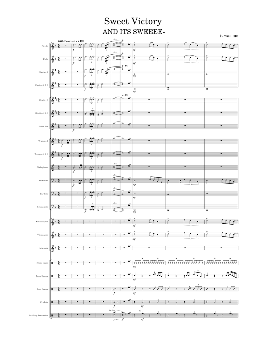 Sweet victory – David Glen Eisley (Spongebob) Marching Band Arr. Sheet ...