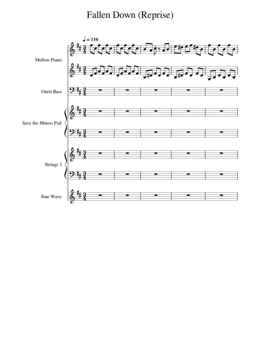 Fallen Down (Reprise) – Toby Fox Sheet music for Piano, Bass guitar ...