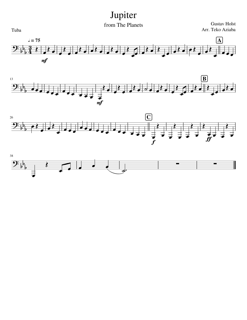Jupiter Tuba Sheet Music for Tuba (Solo) | MuseScore.com