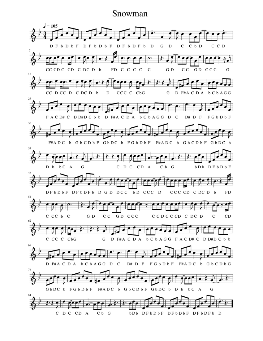 Snowman – Sia Sheet Music for Saxophone alto (Solo) | MuseScore.com